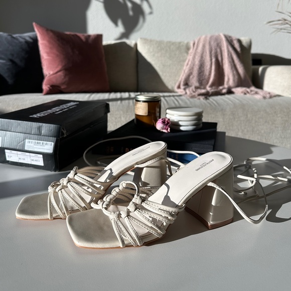 PrettyLittleThing | Shoes | Plt Square Toe Knot Lace Up Mid Block ...